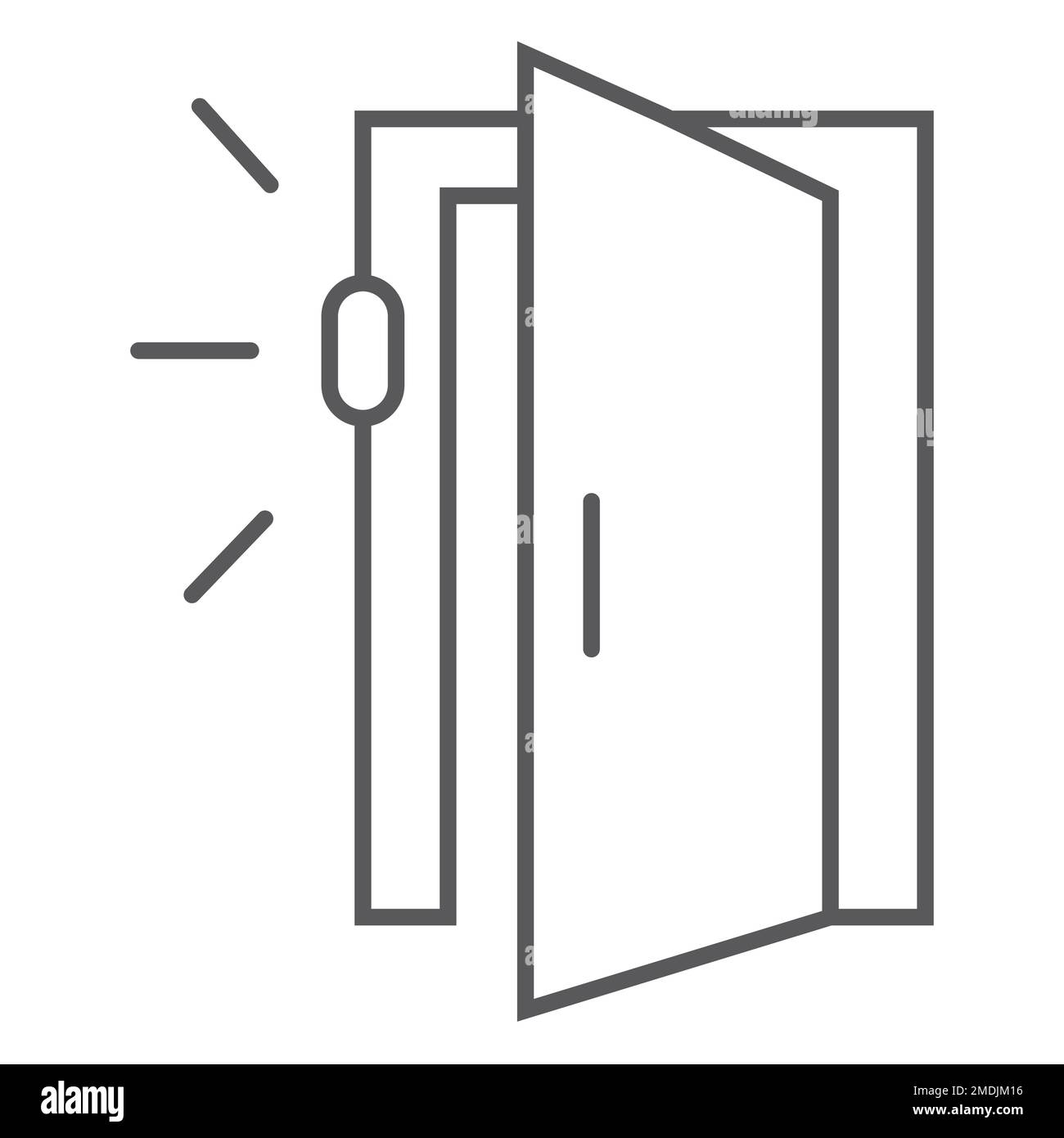 Door sensor thin line icon, access and security, automatic door sign ...