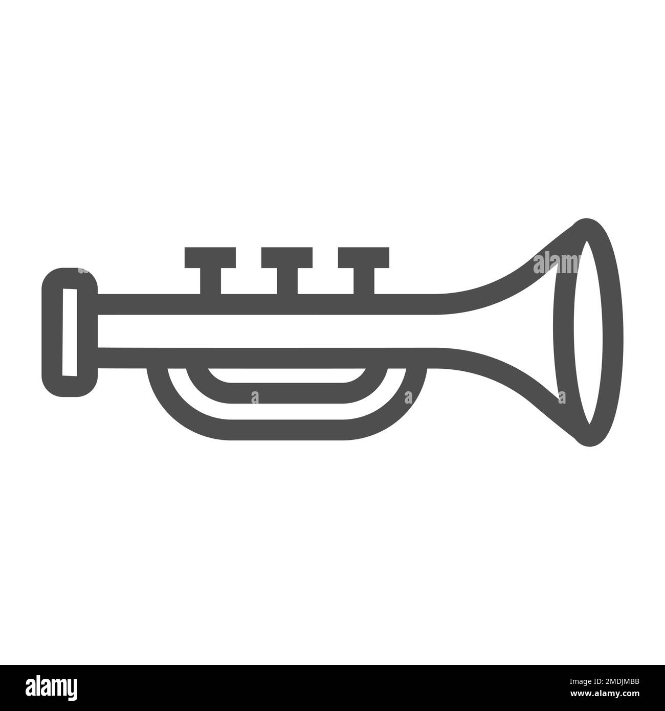 Trumpet line icon, musical and instrument, bugle sign, vector graphics ...