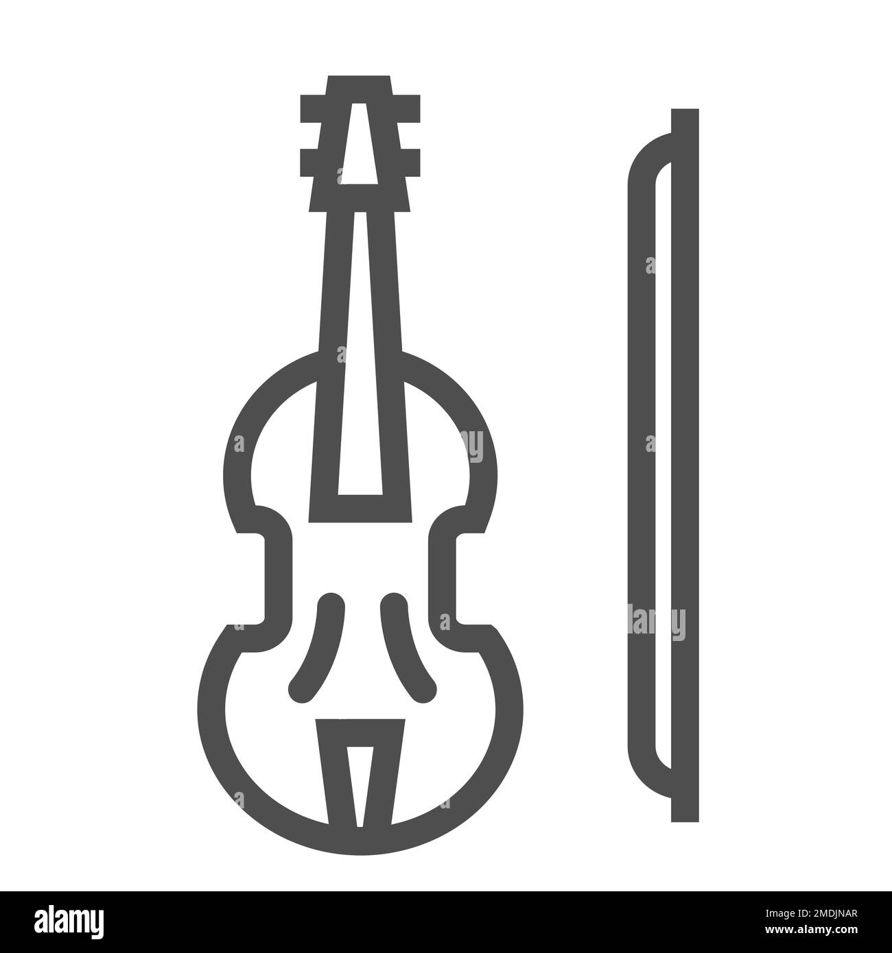 Violin line icon, musical and instrument, viola sign, vector graphics ...