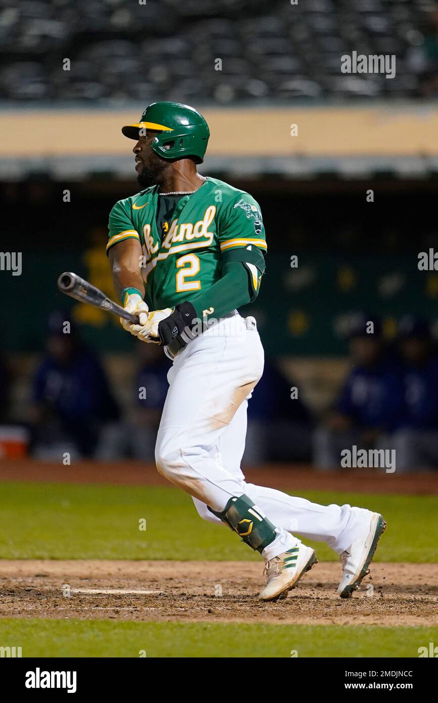 Oakland Athletics' Starling Marte against the Texas Rangers during a ...