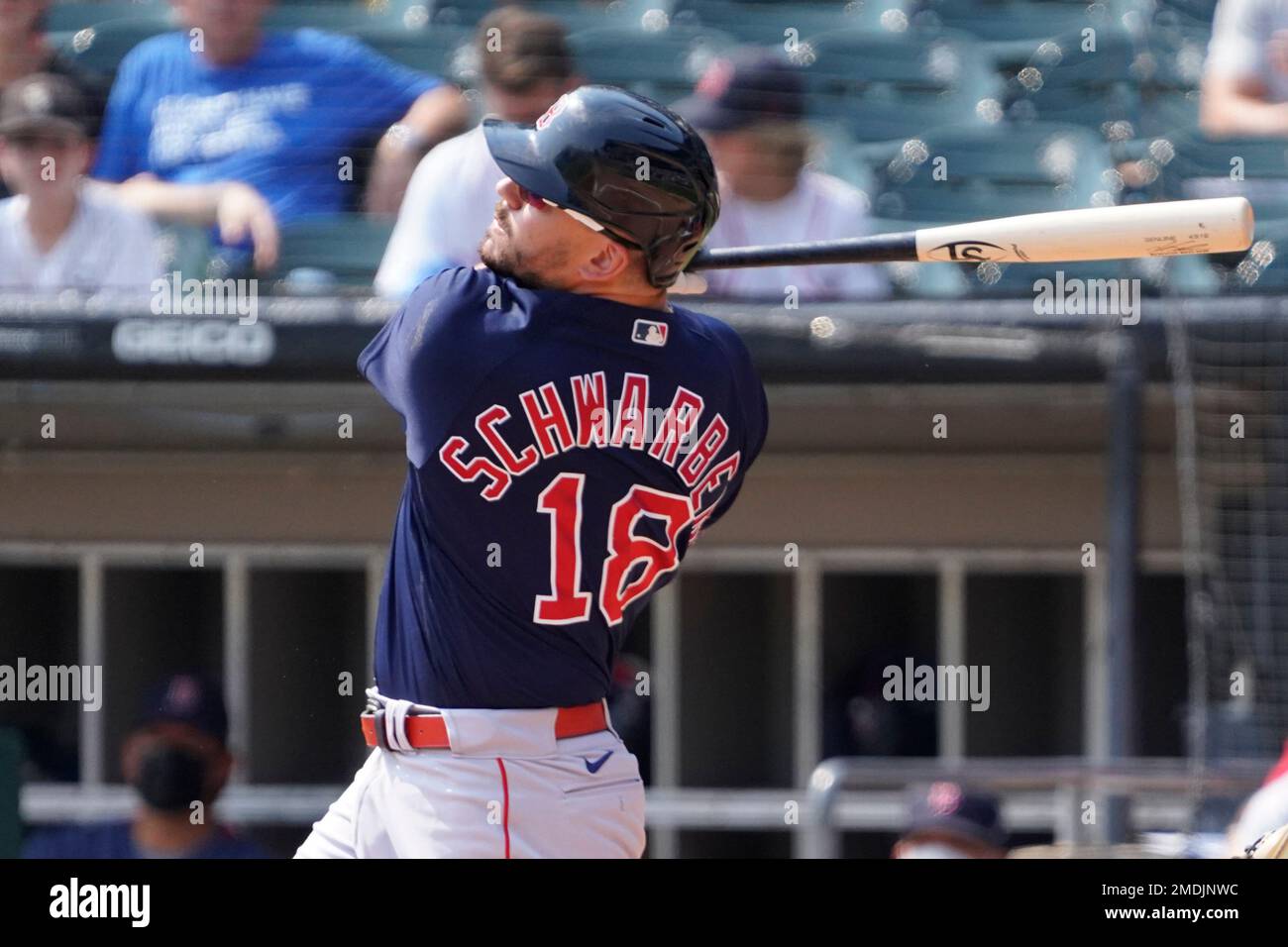 Boston Red Sox's Kyle Schwarber (18) bats against the Chicago White Sox ...