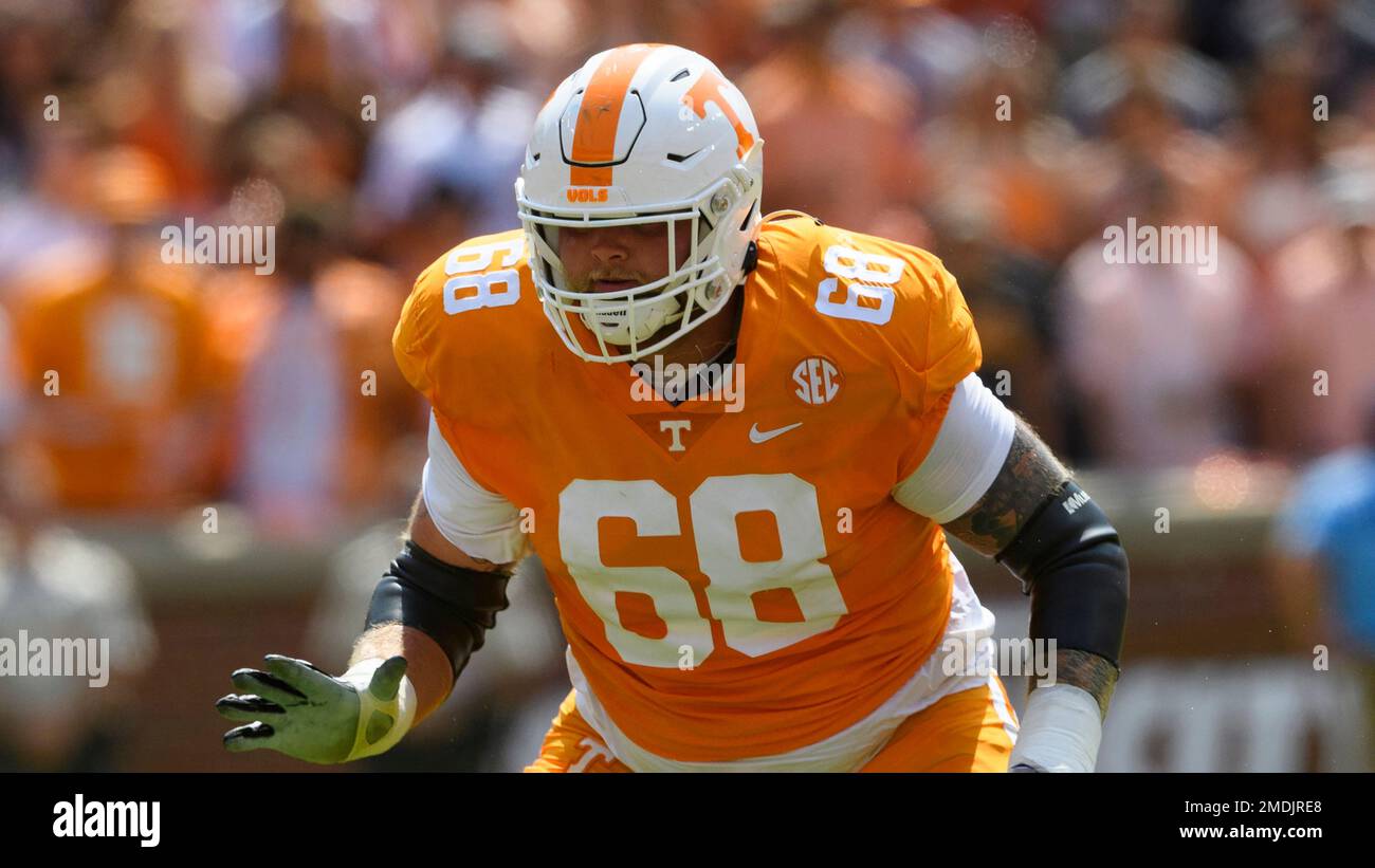 Tennessee offensive lineman Cade Mays plays against Pittsburgh during ...