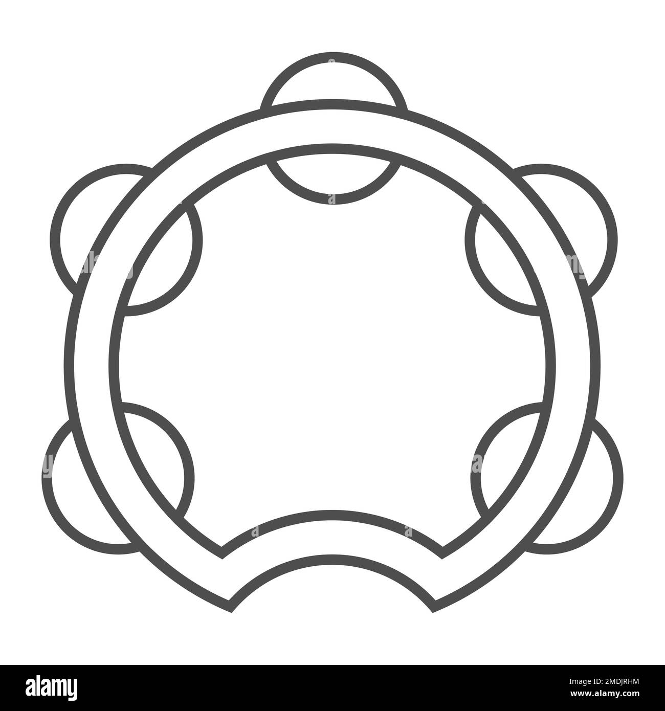 Tambourine thin line icon, musical and instrument, drum sign, vector ...