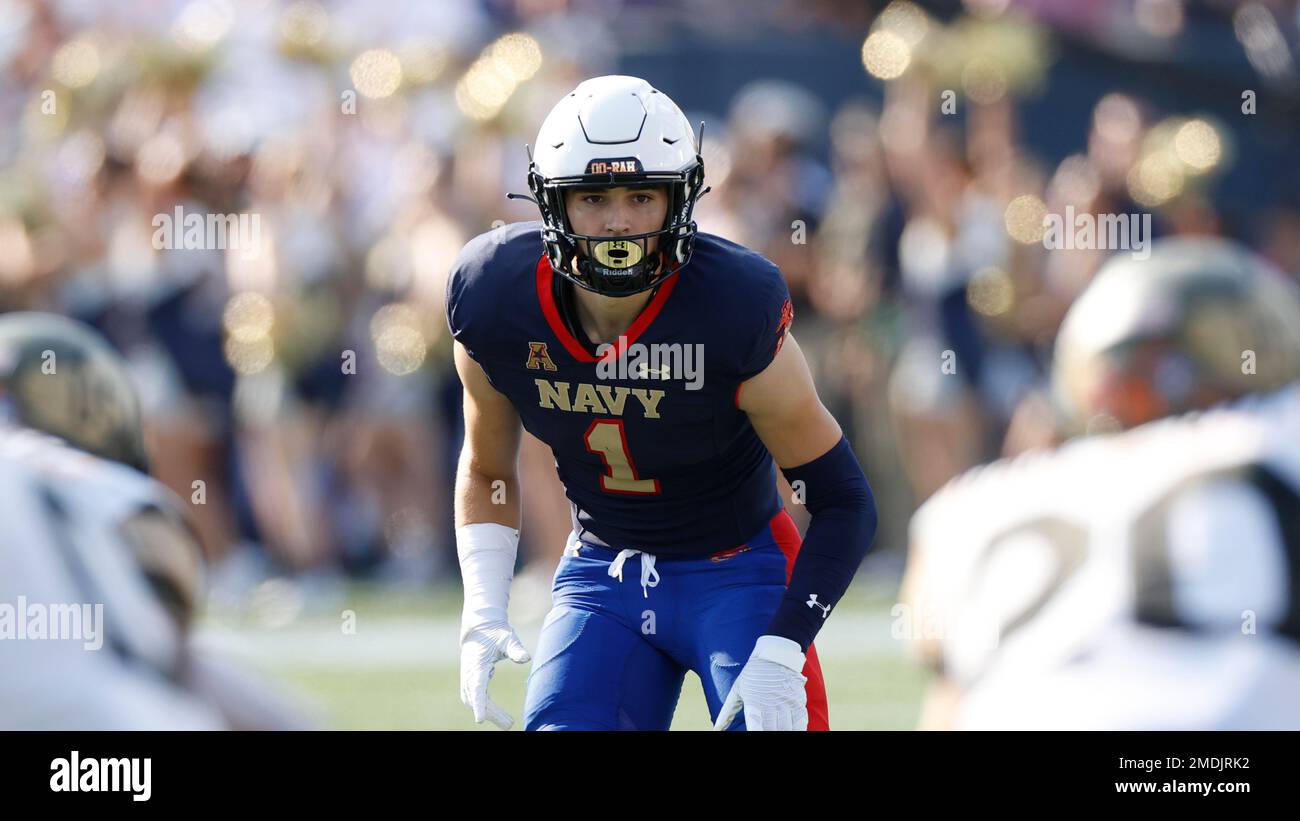 Navy's John Marshall competes against Air Force during an NCAA football ...