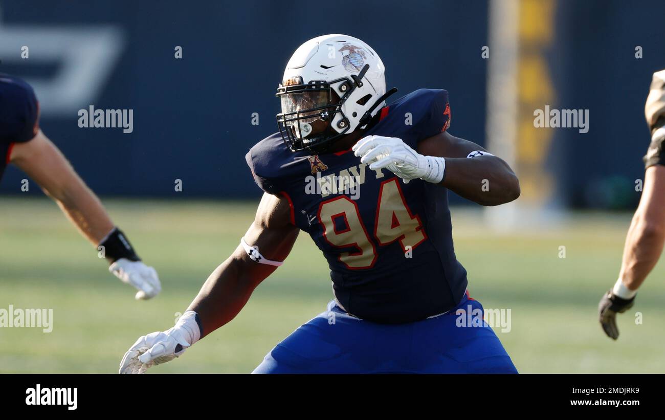 Navy's defensive tackle J'arius Warren competes against Air Force ...