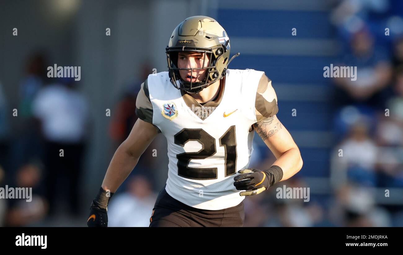 Air Force safety Corvan Taylor competes against Navy during an NCAA ...