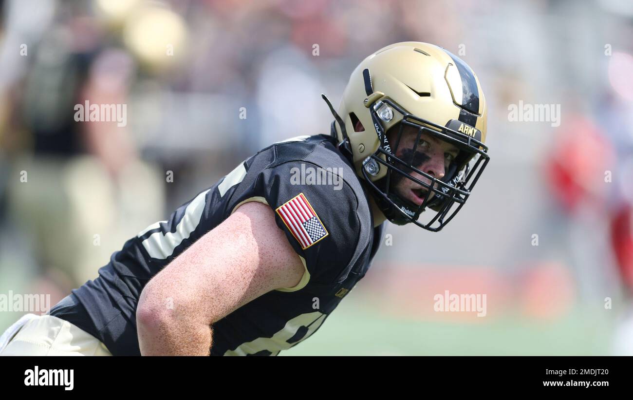 Army defensive lineman David Crossan during an NCAA football game ...