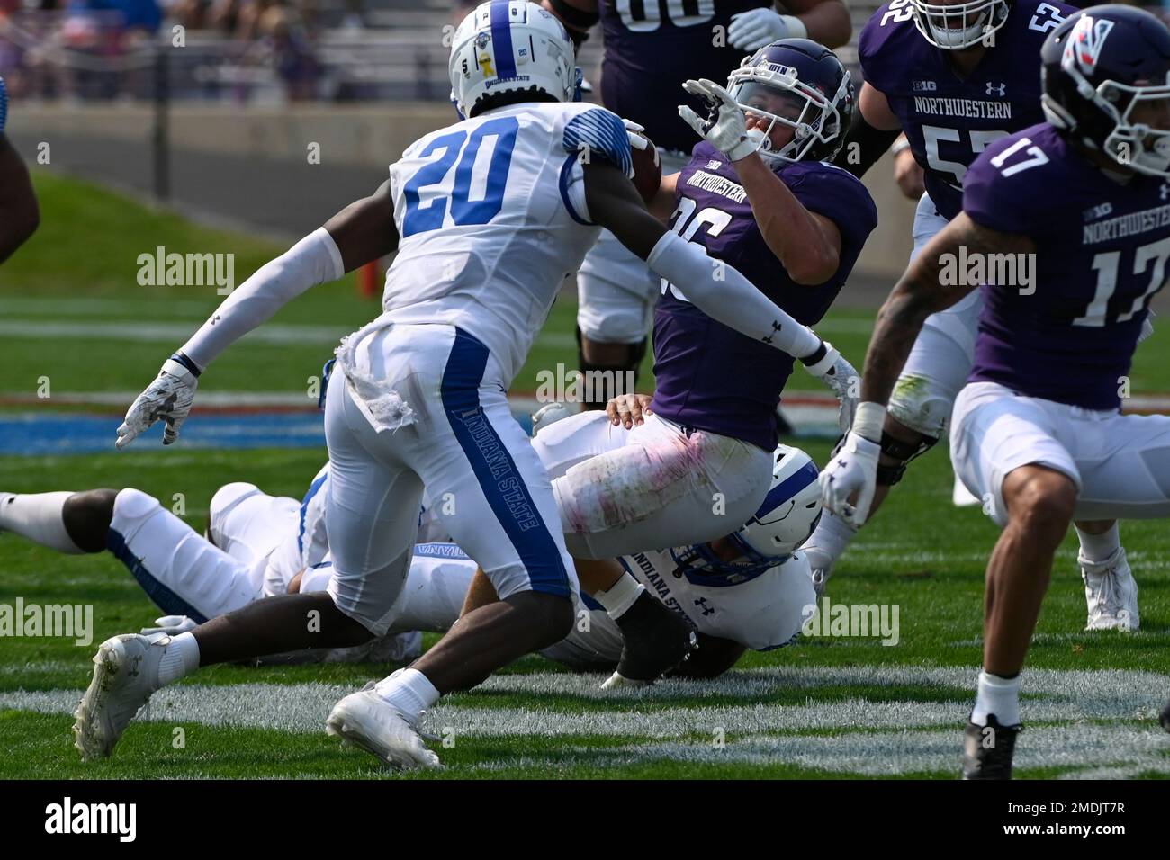 Northwestern running back Evan Hull (26) runs against Indiana State ...