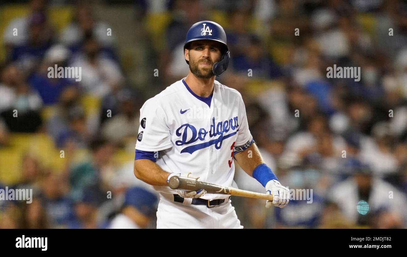 Los Angeles Dodgers Chris Taylor prepares to bat during a baseball game ...