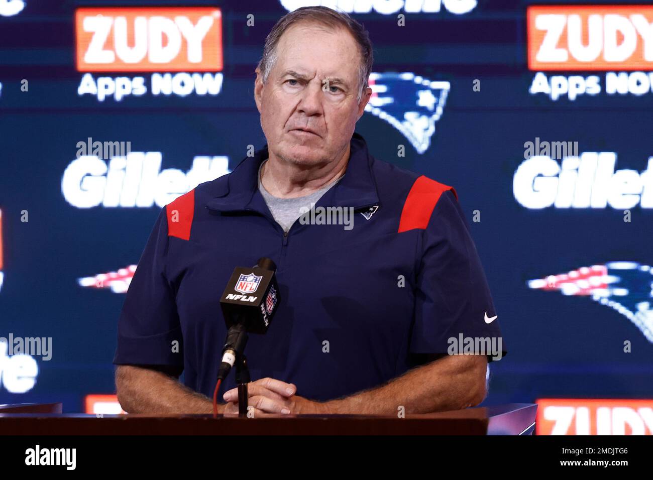 New England Patriots head coach Bill Belichick during a news conference ...