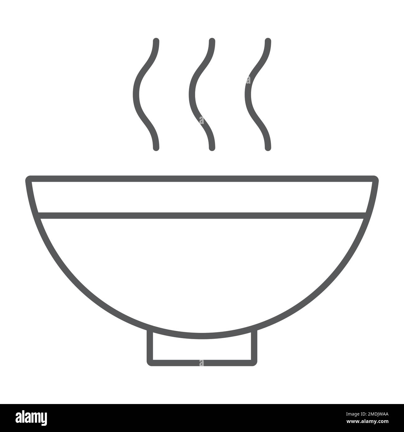 Soup thin line icon, food and meal, hot soup bowl sign, vector graphics ...