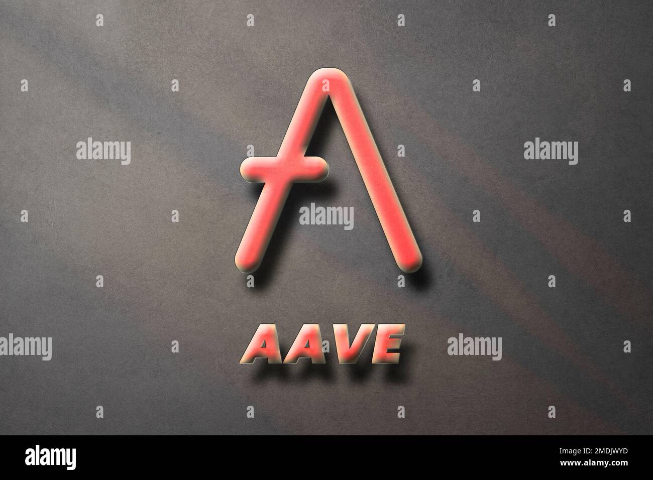 AAVE Cryptocurrency 3D coin logo and symbol on brown background ...