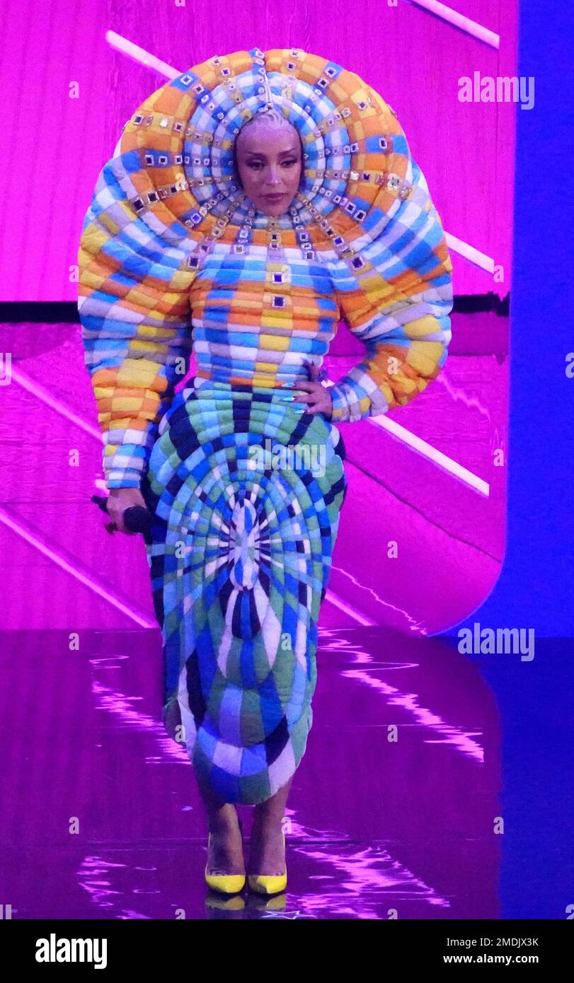 Host Doja Cat appears on stage at the MTV Video Music Awards at ...