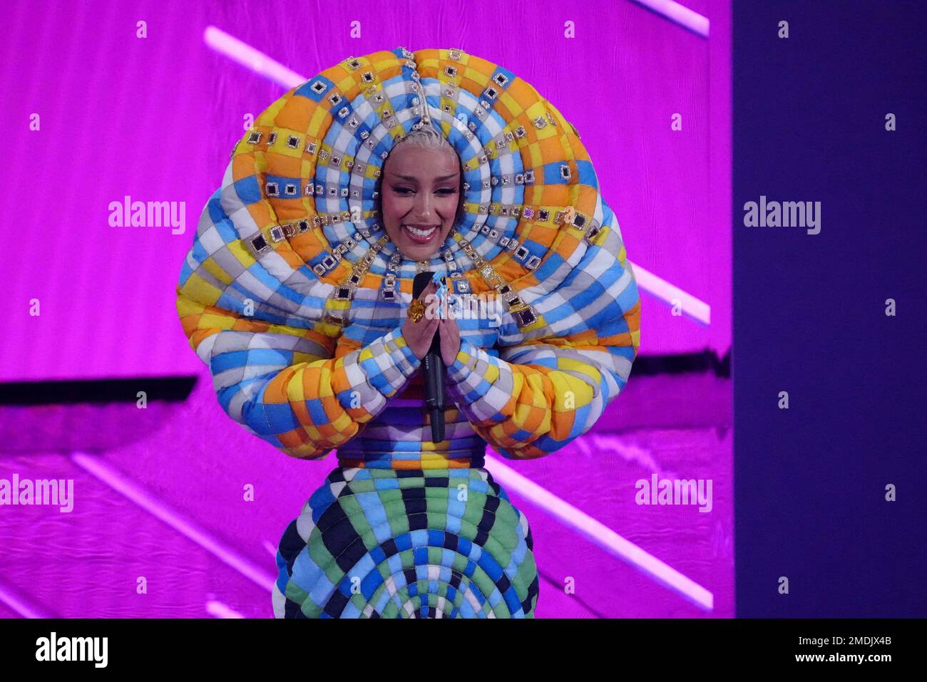 Host Doja Cat appears on stage at the MTV Video Music Awards at ...