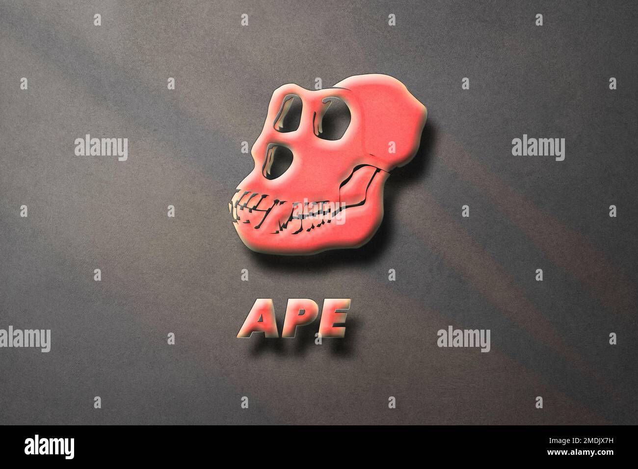 Apecoin APE Cryptocurrency 3D coin logo and symbol on brown background ...