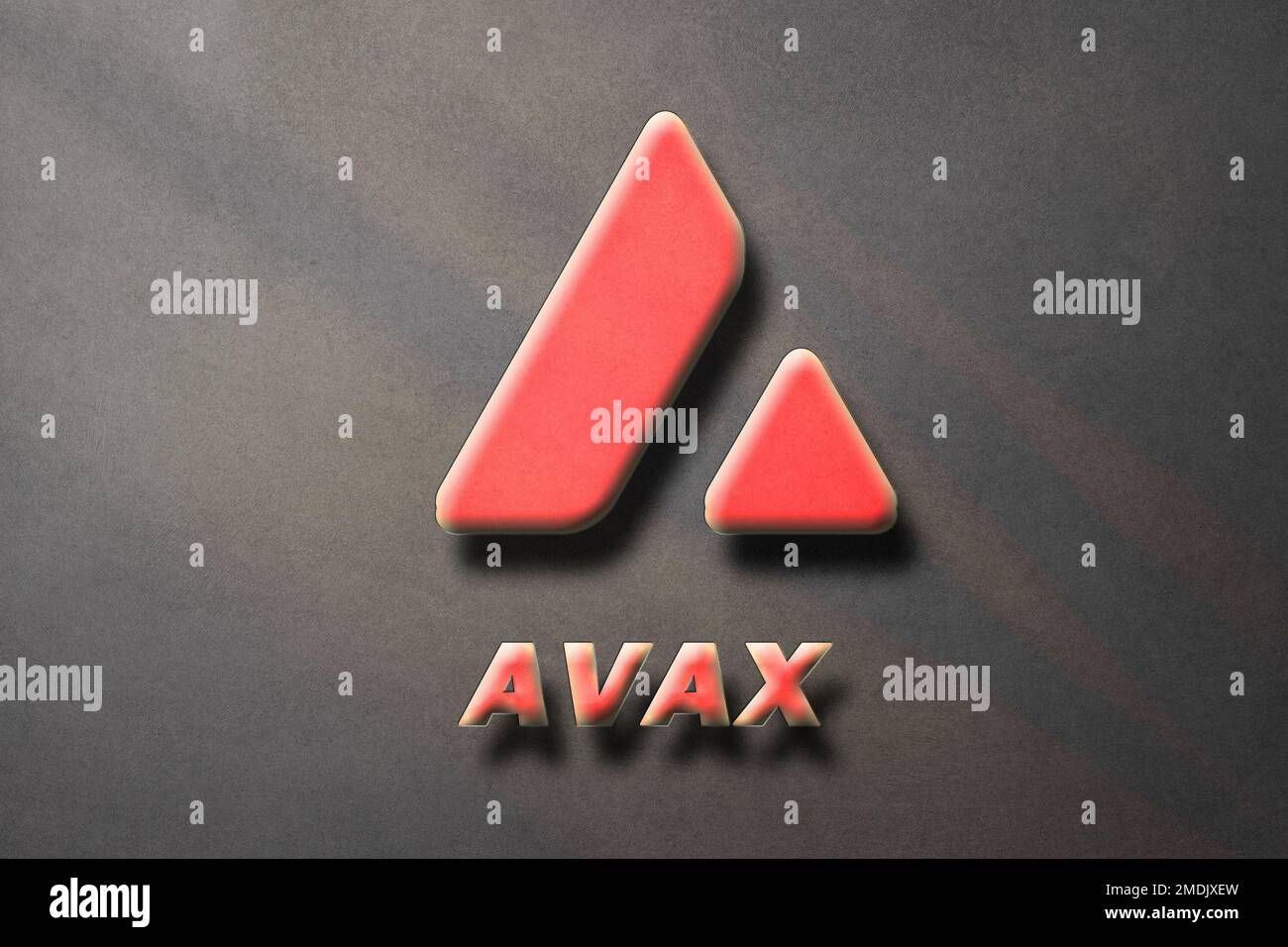 Avalanche AVAX Cryptocurrency 3D coin logo and symbol on brown ...