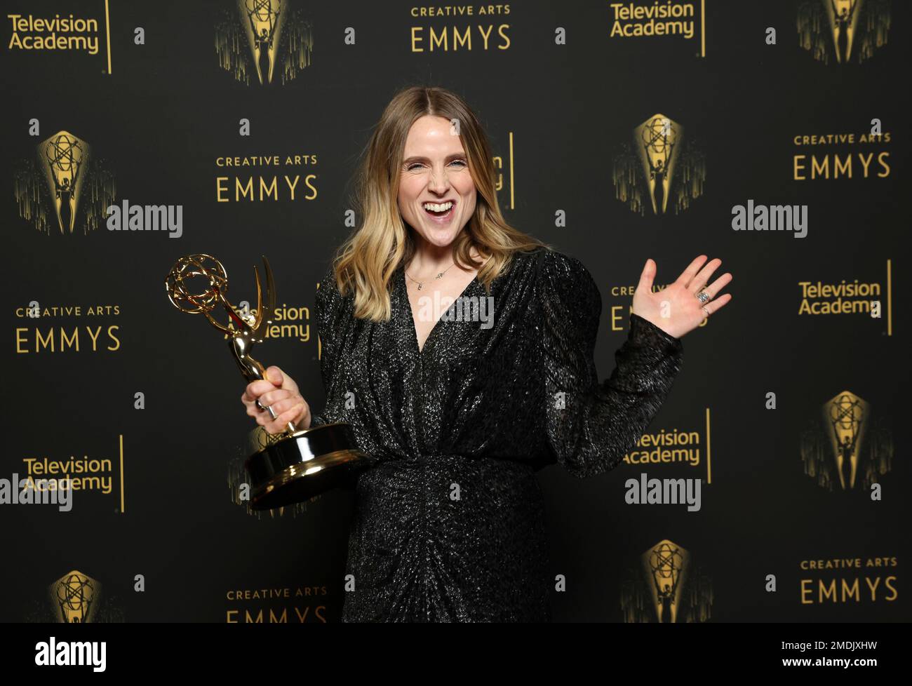 Theo Park, winner of the Emmy for outstanding casting for a comedy series for "Ted Lasso" poses ...