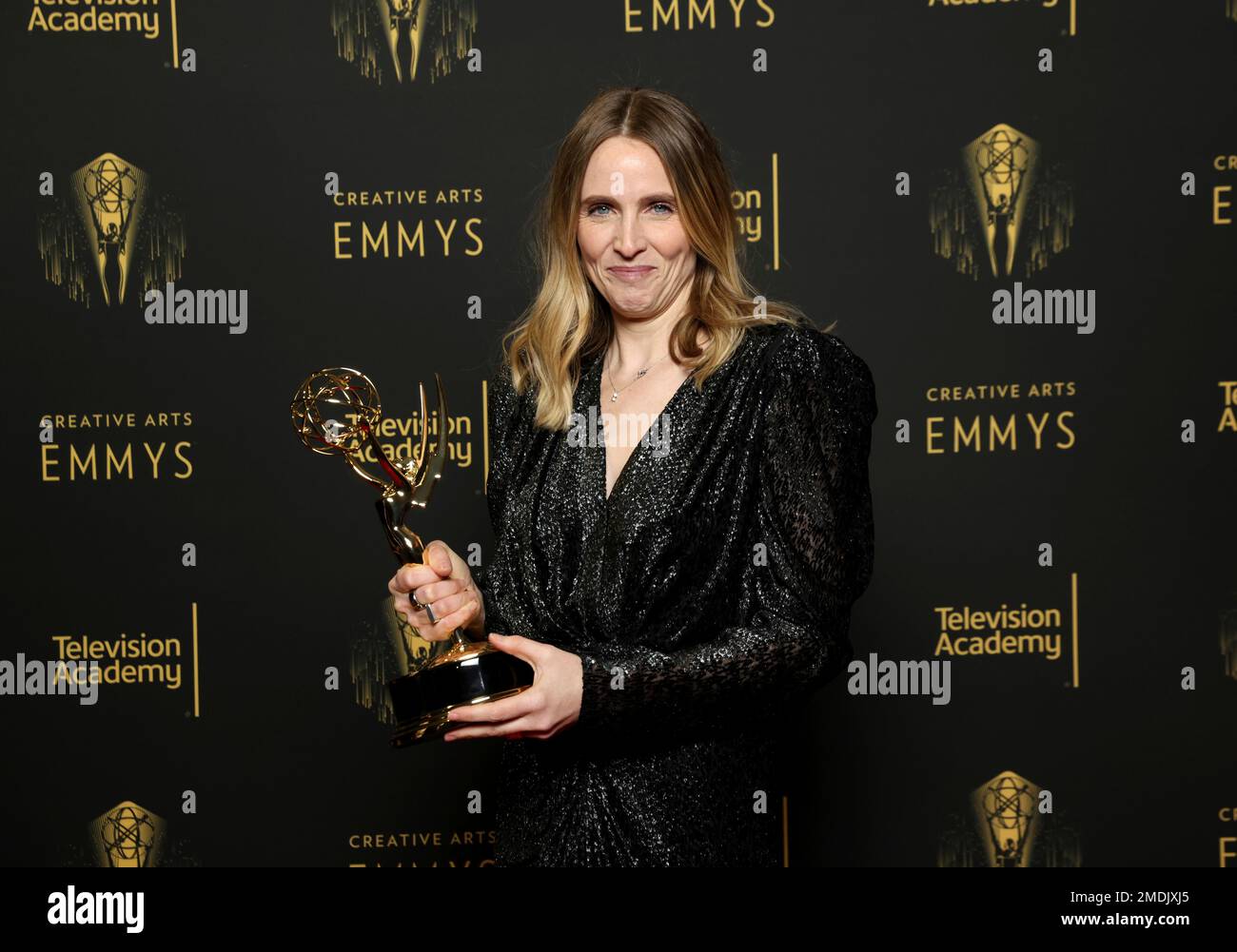 Theo Park, winner of the Emmy for outstanding casting for a comedy series for "Ted Lasso" poses ...