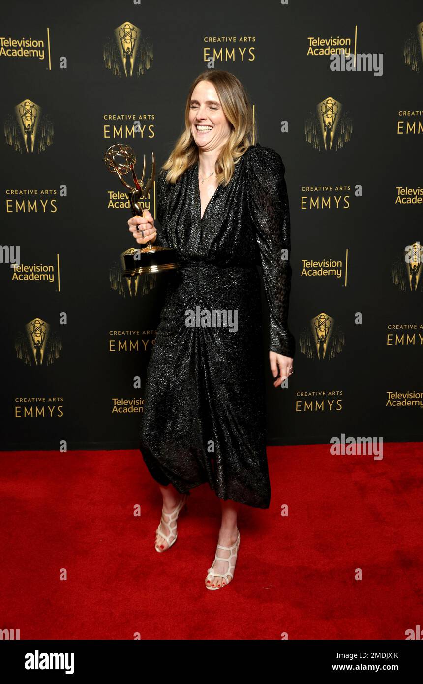 Theo Park, winner of the Emmy for outstanding casting for a comedy series for "Ted Lasso" poses ...