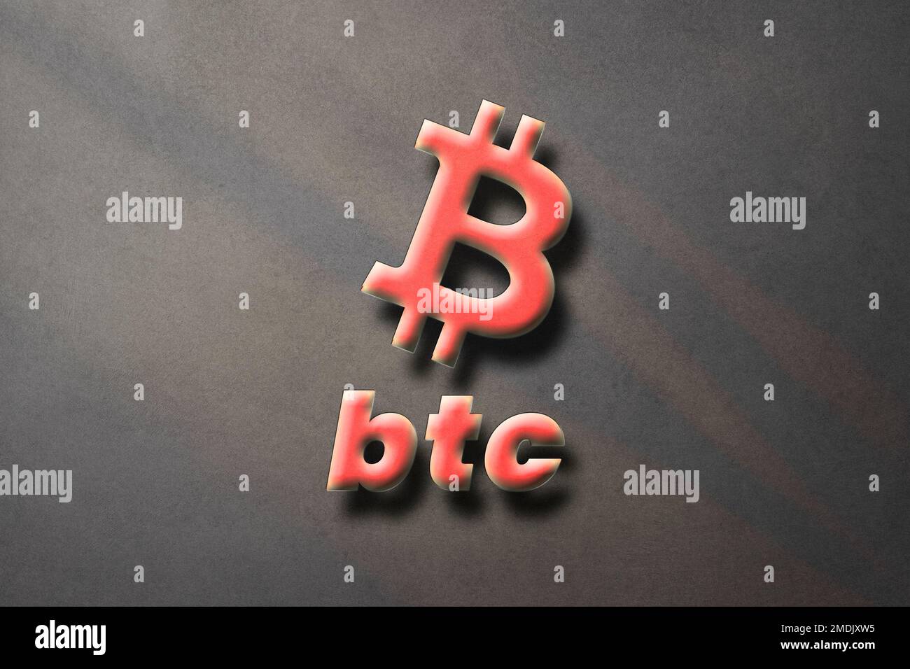Bitcoin BTC Cryptocurrency 3D coin logo and symbol on brown background ...