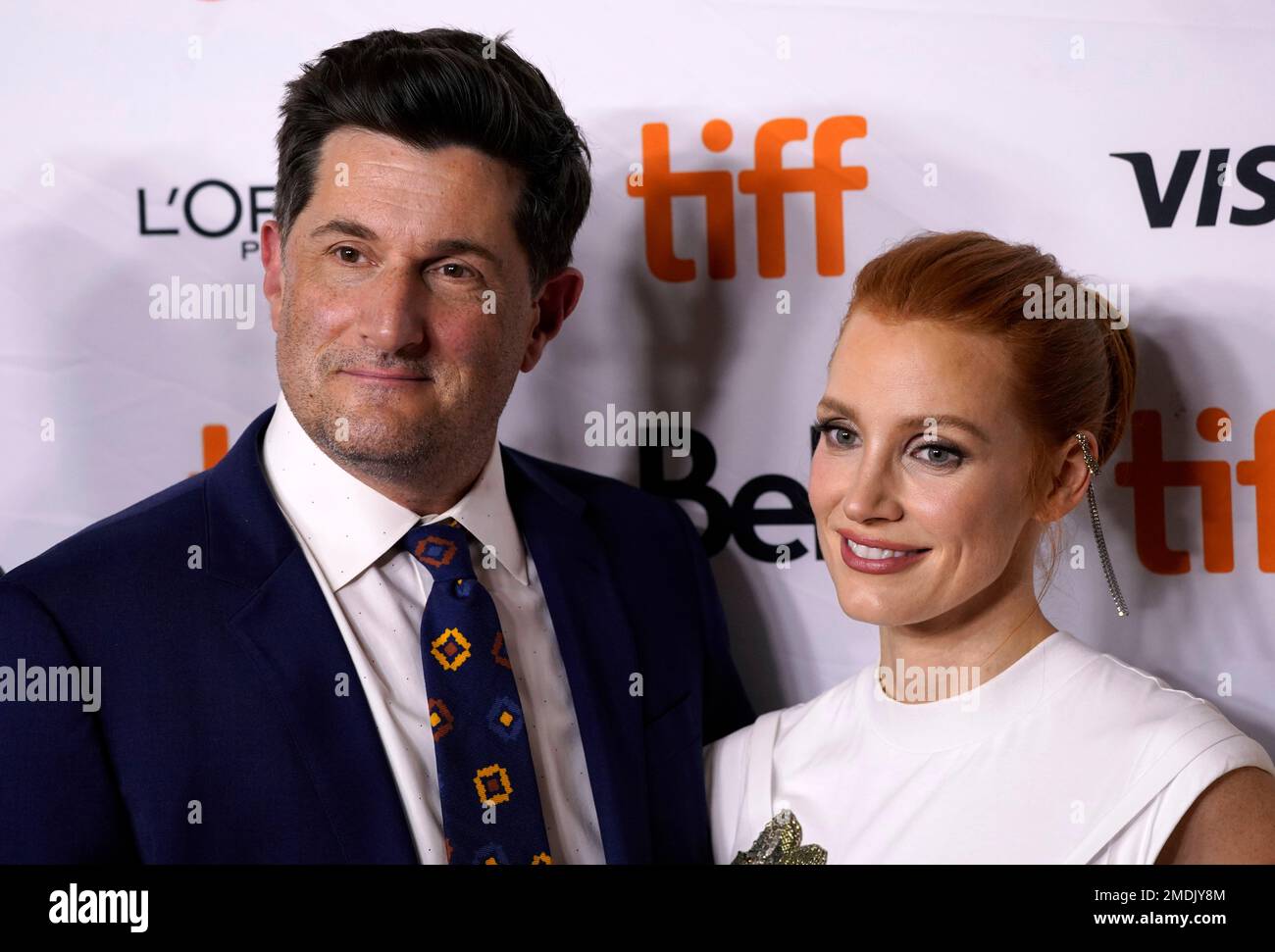 Michael Showalter, left, director of "The Eyes of Tammy Faye," poses ...