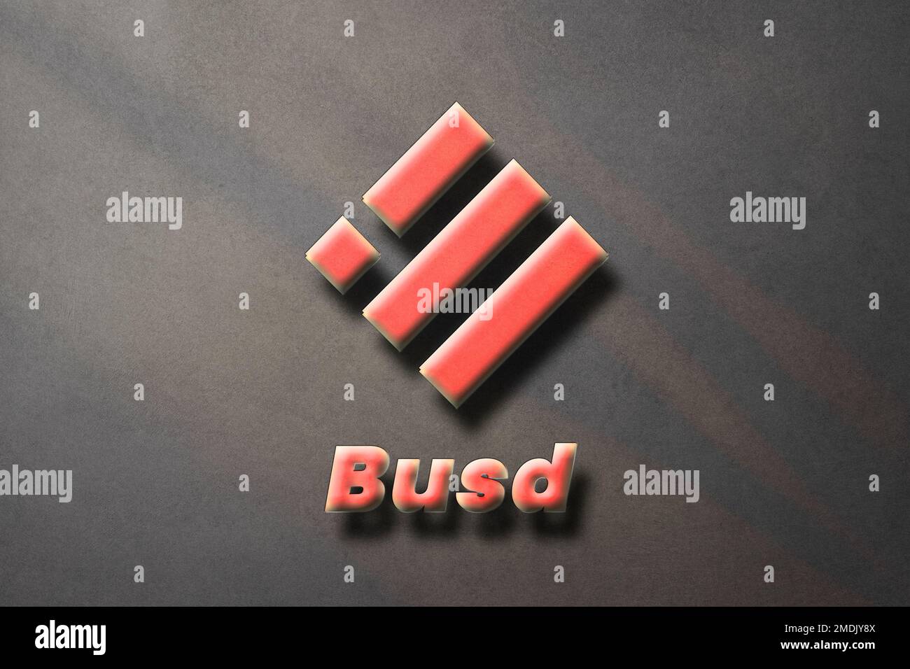 Binance USD BUSD Cryptocurrency 3D coin logo and symbol on brown ...