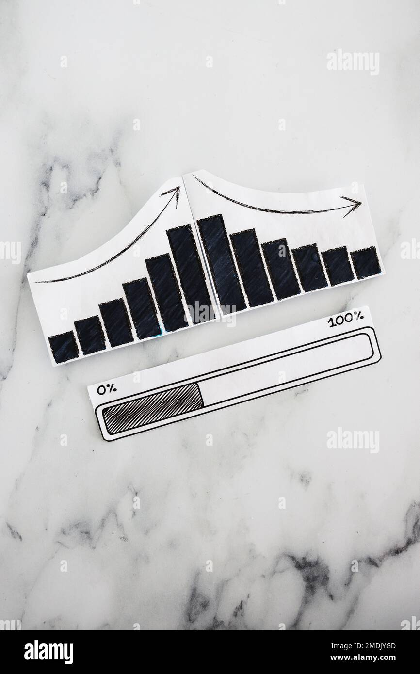 economy or statistics going up and down with progress bar loading ...