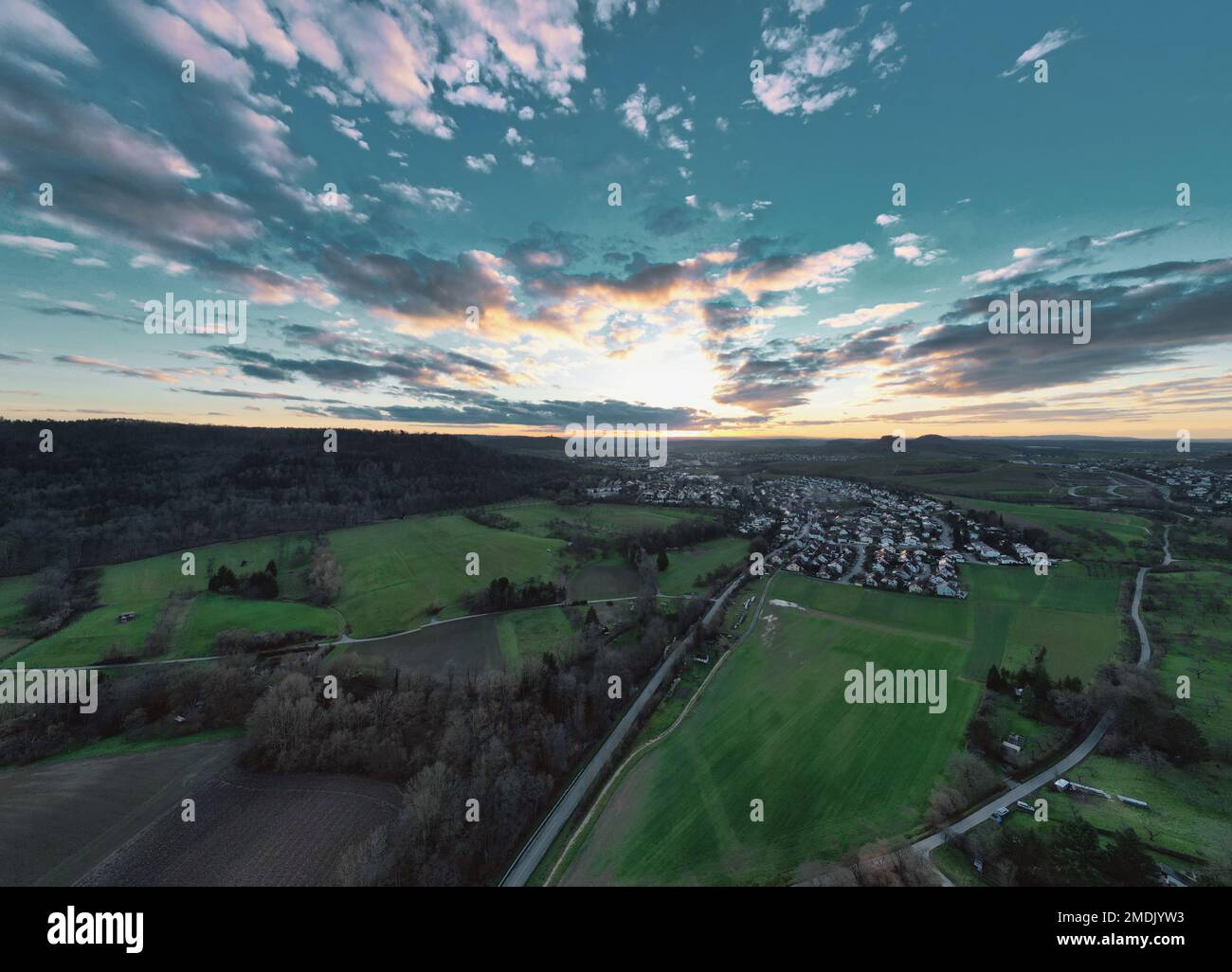 An aerial view of a village in rural landscape Stock Photo - Alamy