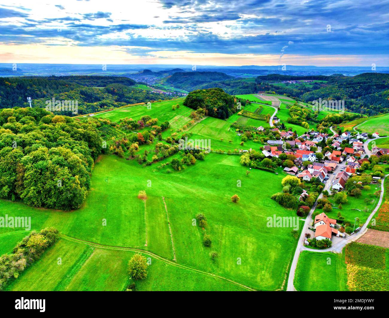 An aerial view of a village in rural landscape Stock Photo - Alamy
