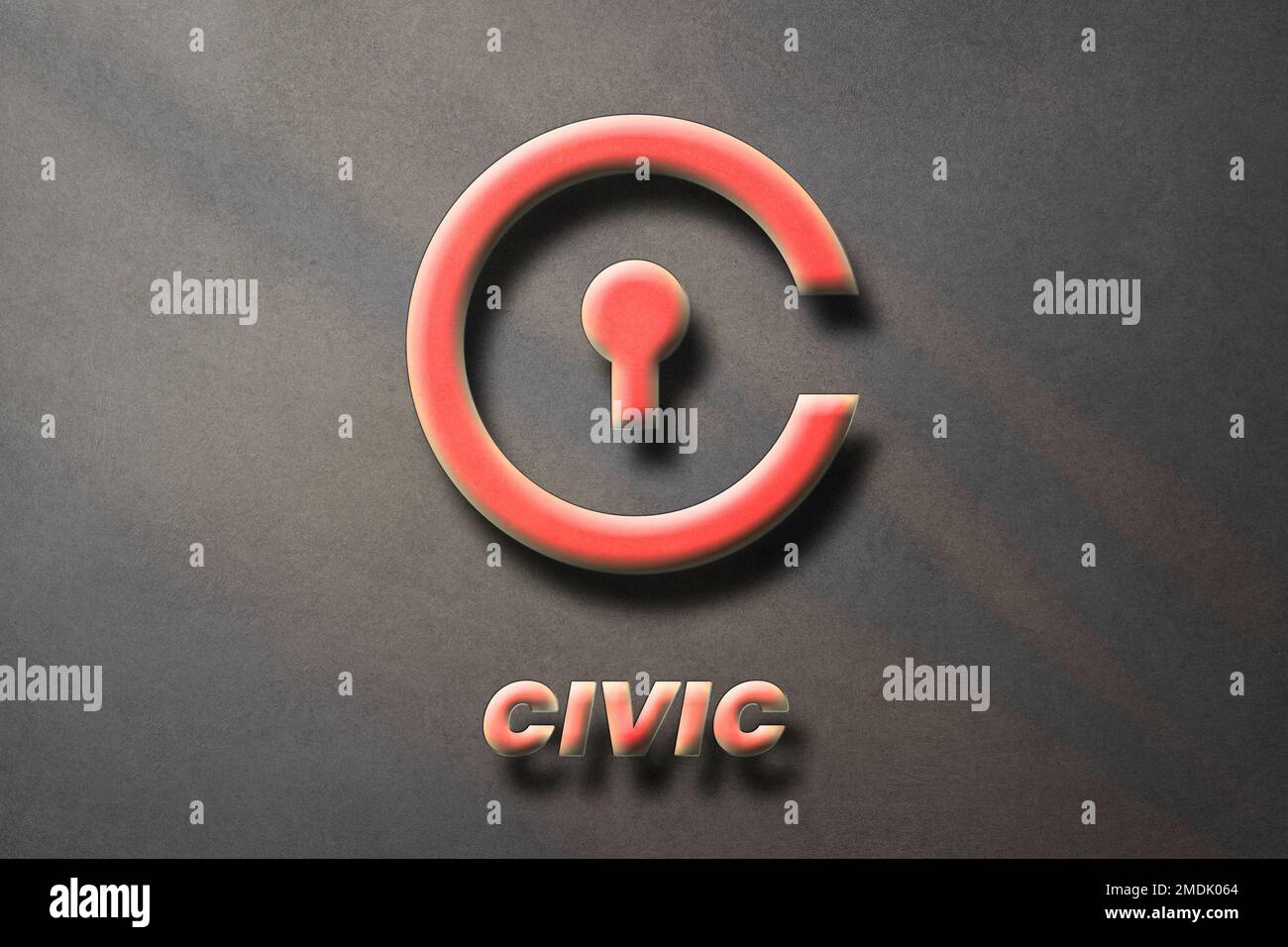 Civic Cryptocurrency 3D coin logo and symbol on brown background ...