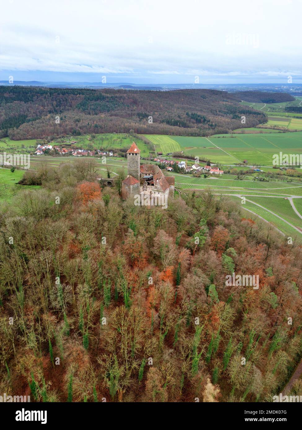 An aerial view of fall foliage trees in the forest Stock Photo - Alamy