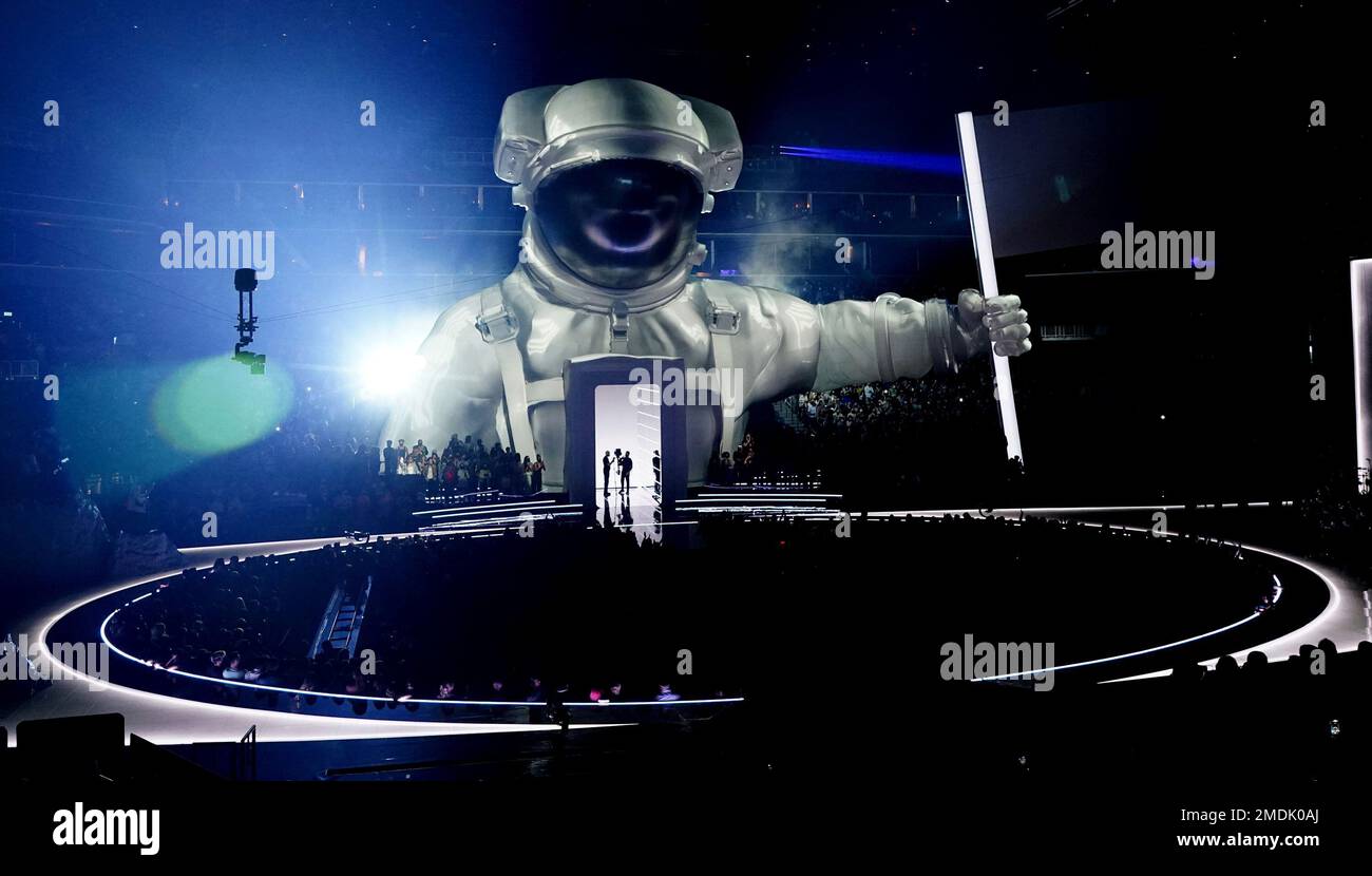 A view of the stage appears at the MTV Video Music Awards at Barclays ...