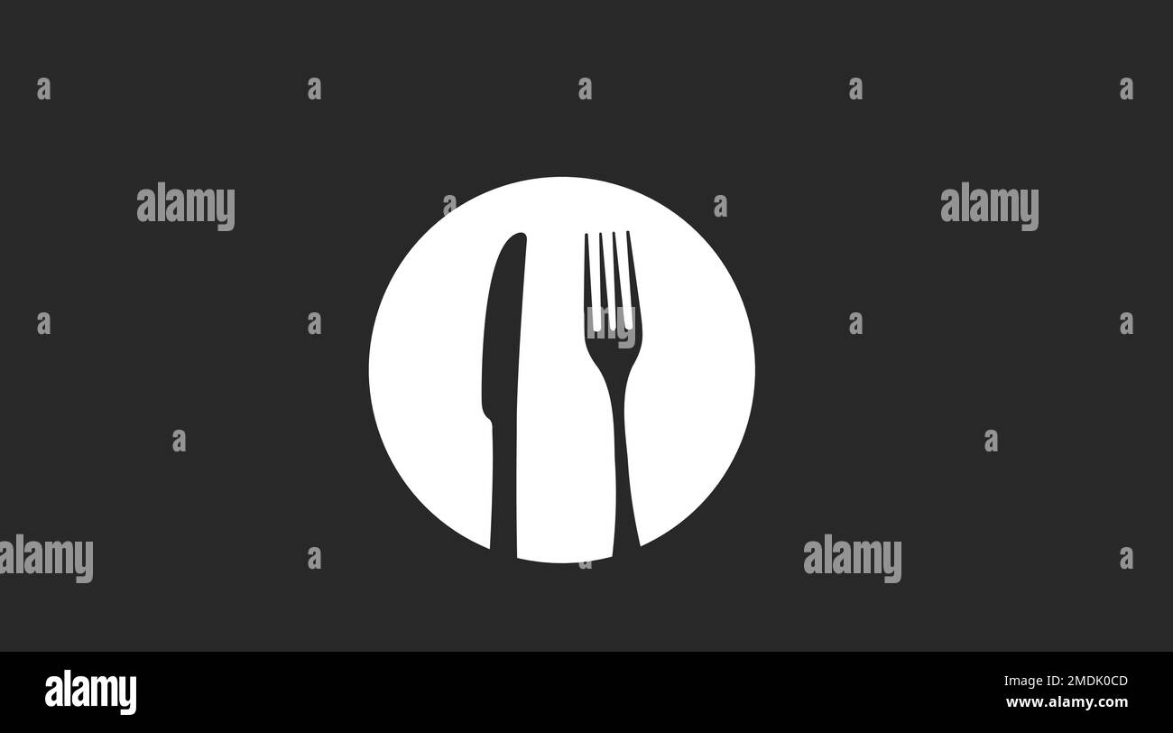 Vector Isolated Illustration of a Rounded Restaurant Icon with Cutlery ...