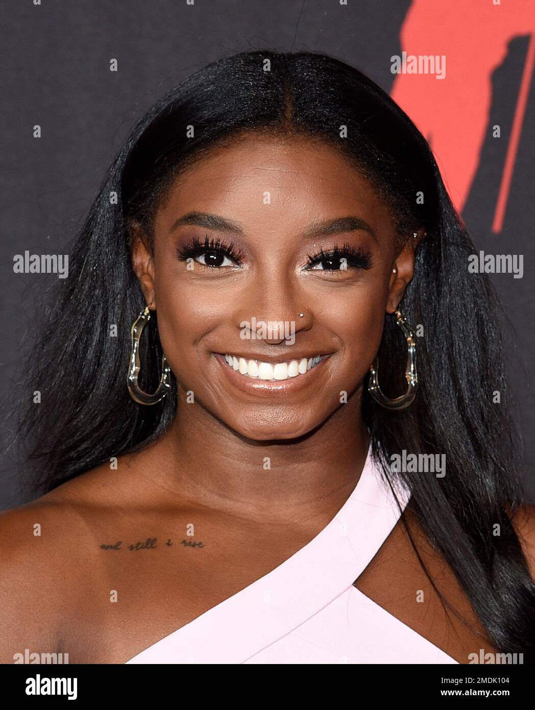 Simone Biles arrives at the MTV Video Music Awards at Barclays Center ...