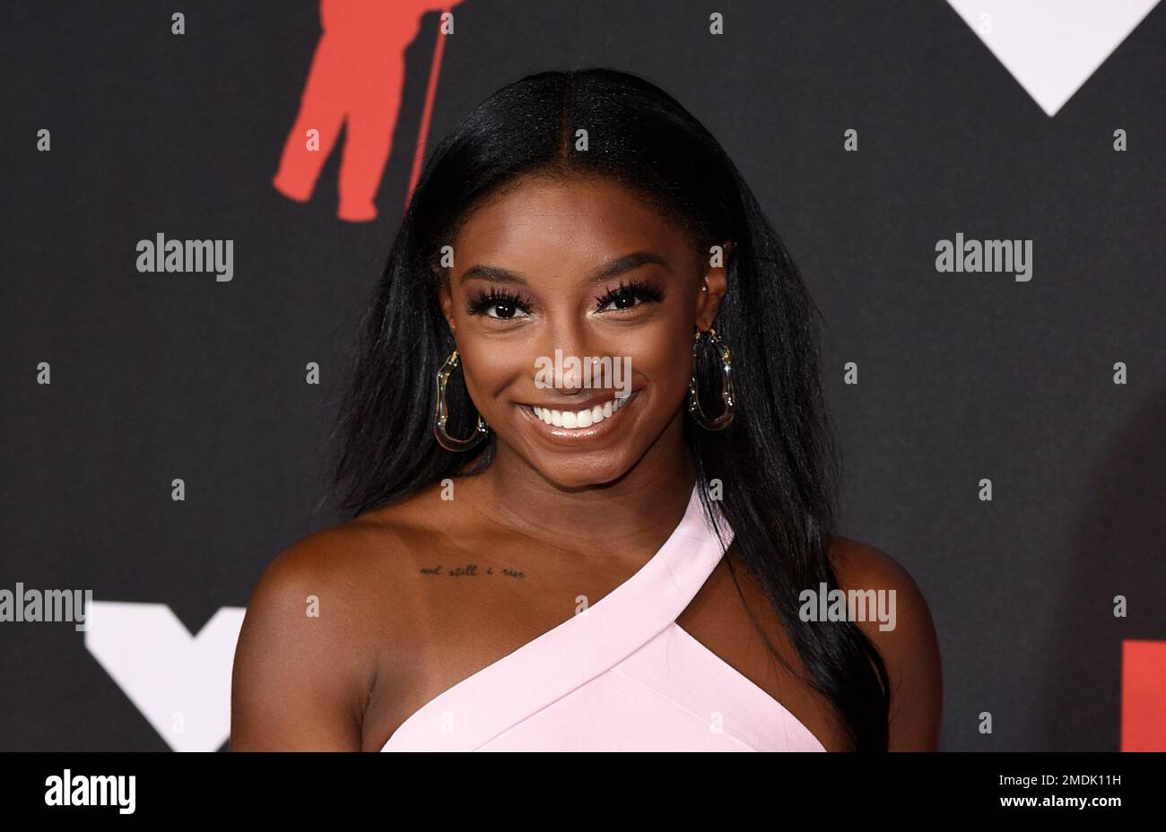 Simone Biles arrives at the MTV Video Music Awards at Barclays Center ...