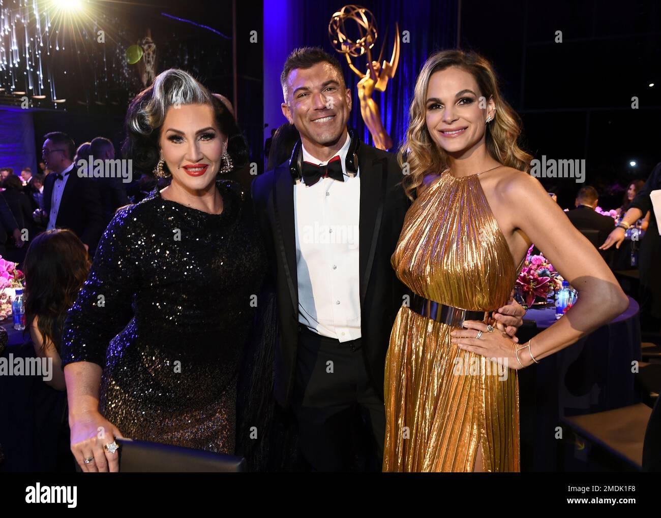Michelle Visage, from left, Ethan Petersen, and Goloka Bolte attend the ...