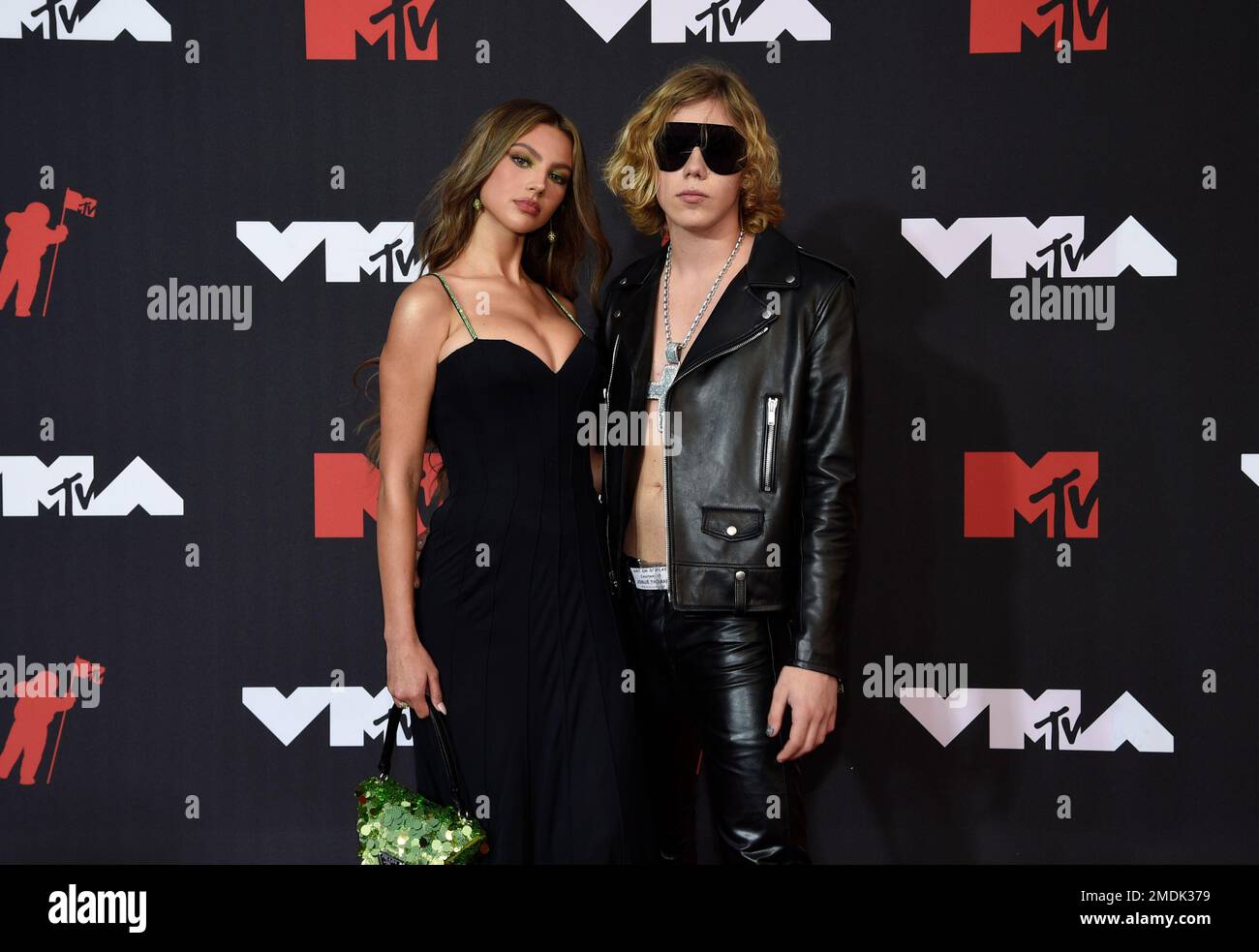 The Kid Laroi, right, and Katarina Deme arrive at the MTV Video Music ...