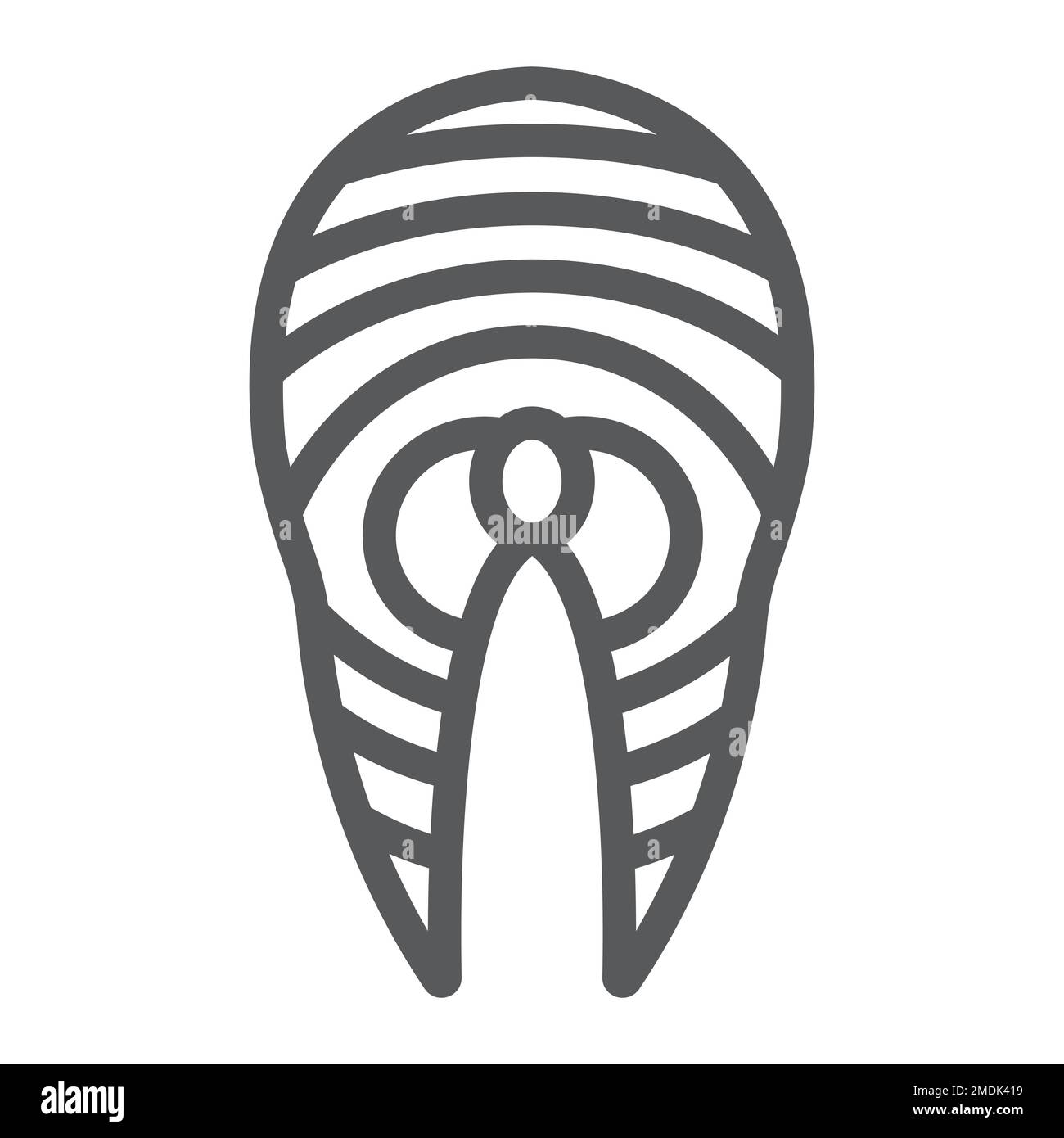 Salmon line icon, fish and food, steak sign, vector graphics, a linear ...