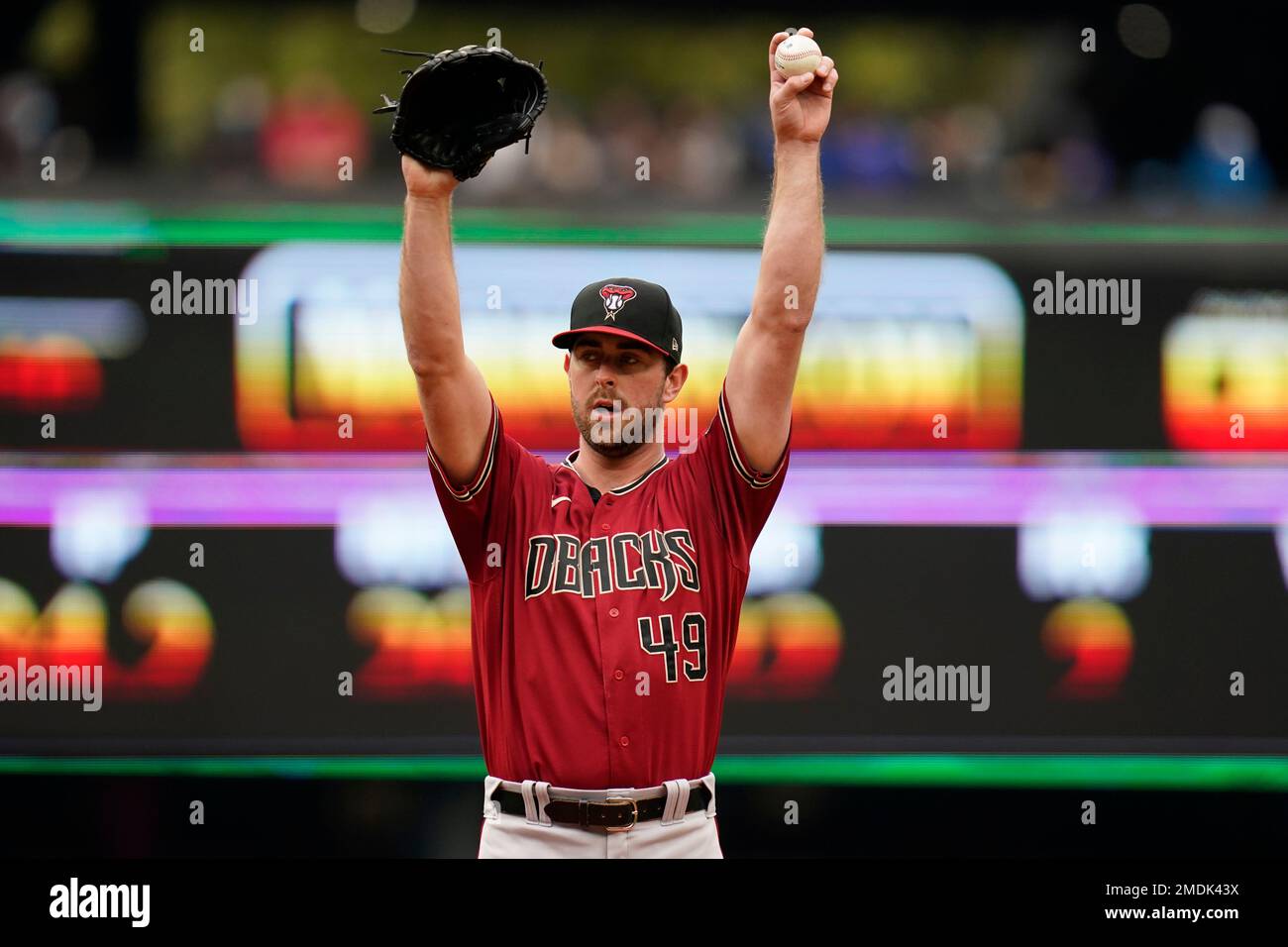 Arizona Diamondbacks starting pitcher Tyler Gilbert in action against ...