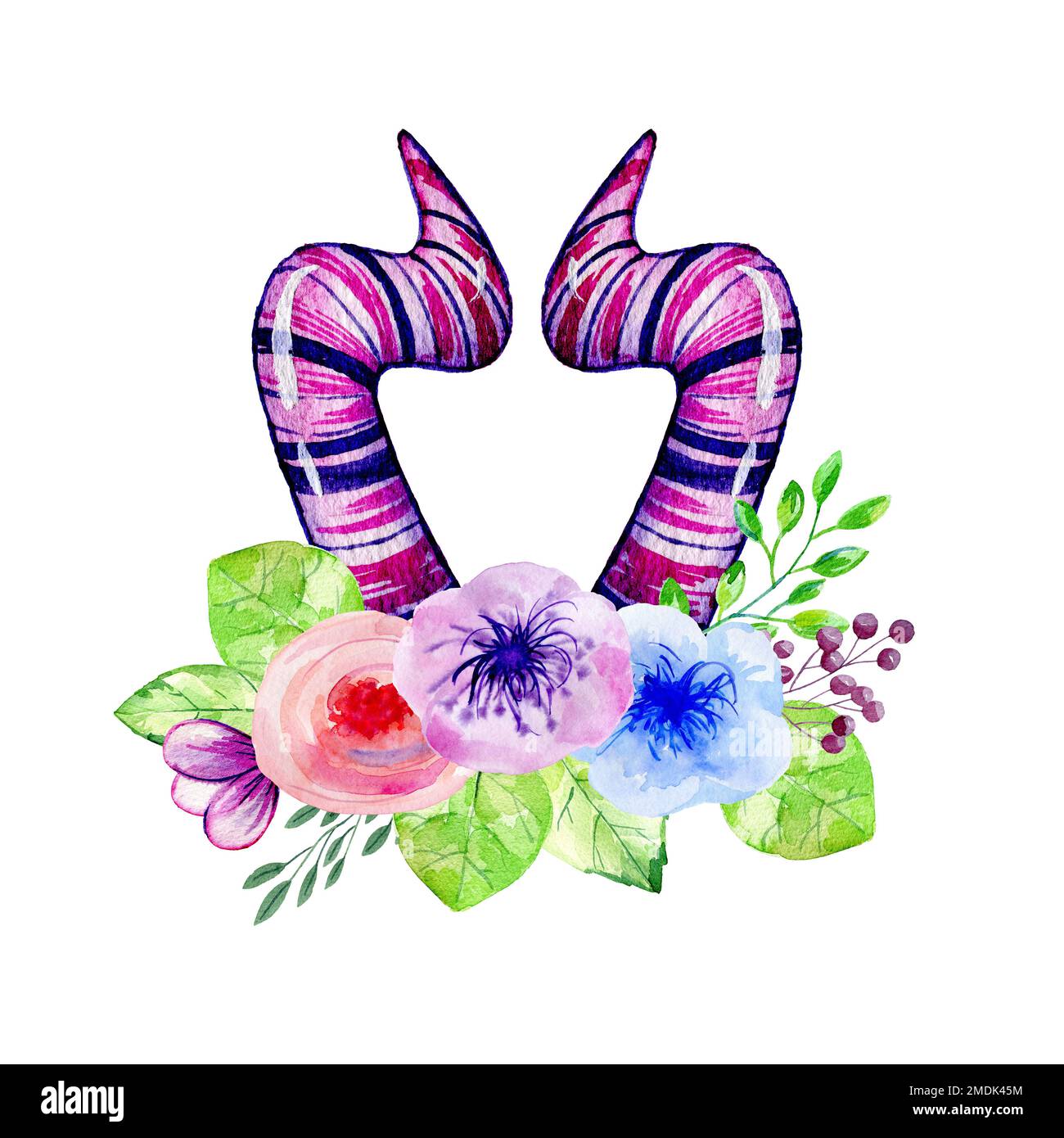 Cute watercolor horns Stock Photo - Alamy