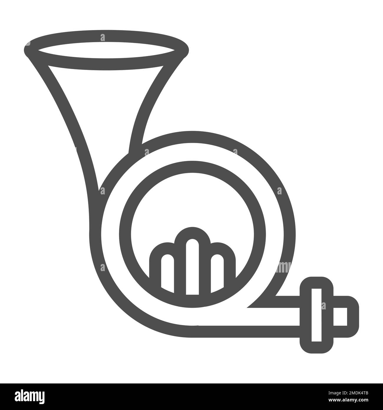 French horn line icon, musical and instrument, aerophone sign, vector ...