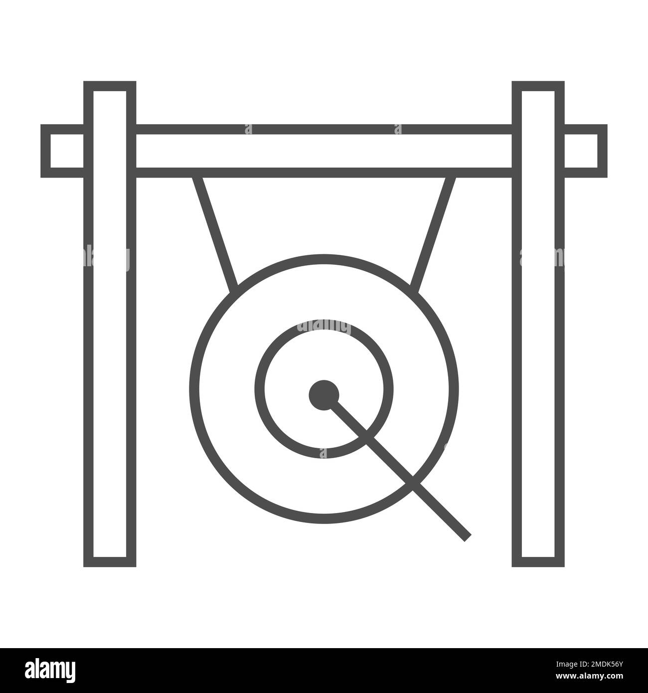 Gong thin line icon, musical and china, instrument sign, vector ...