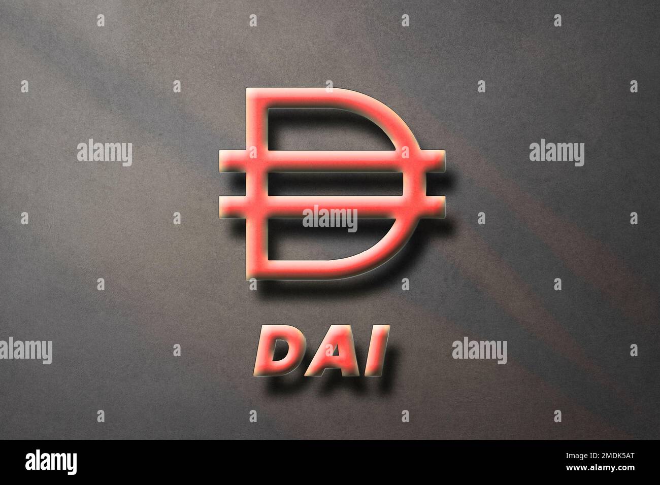 DAI Cryptocurrency 3D coin logo and symbol on brown background ...