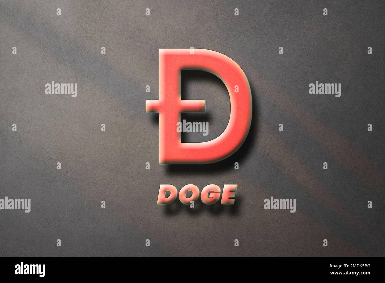 Dogecoin DOGE Cryptocurrency 3D coin logo and symbol on brown ...