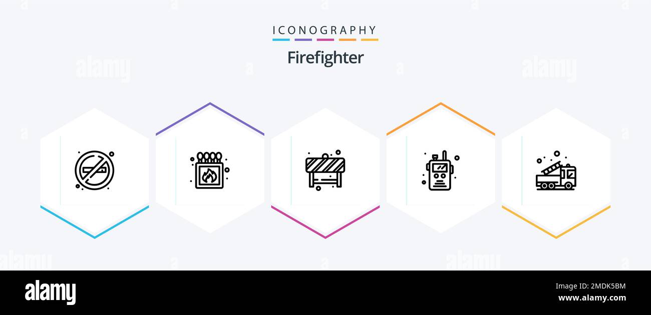 Firefighter 25 Line icon pack including emergency. fire. attention ...