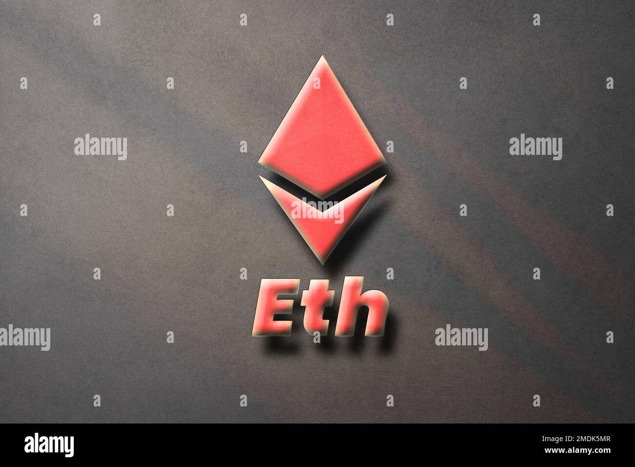 Ethereum ETH Cryptocurrency 3D coin logo and symbol on brown background ...