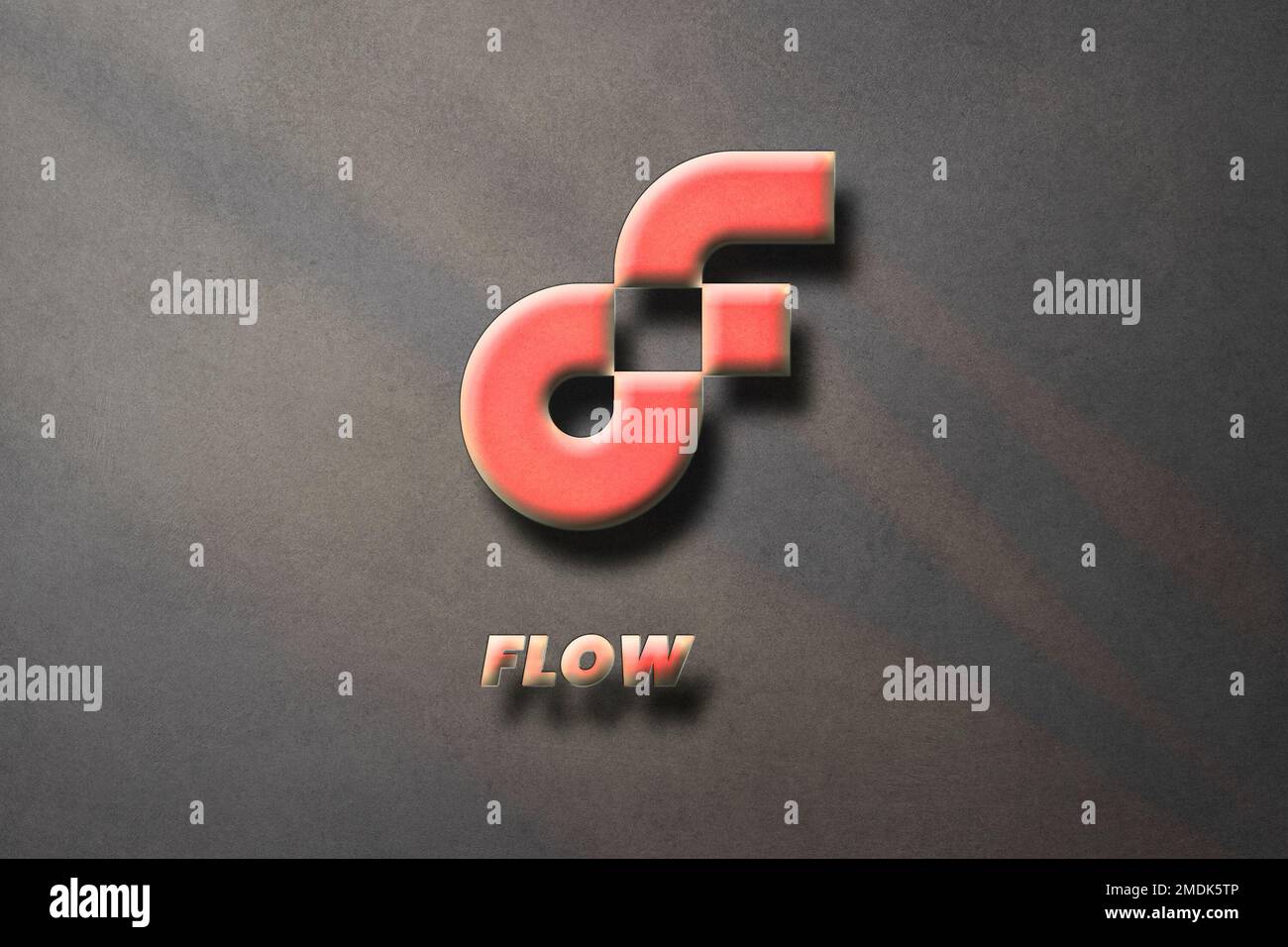 Flow Cryptocurrency 3D coin logo and symbol on brown background ...