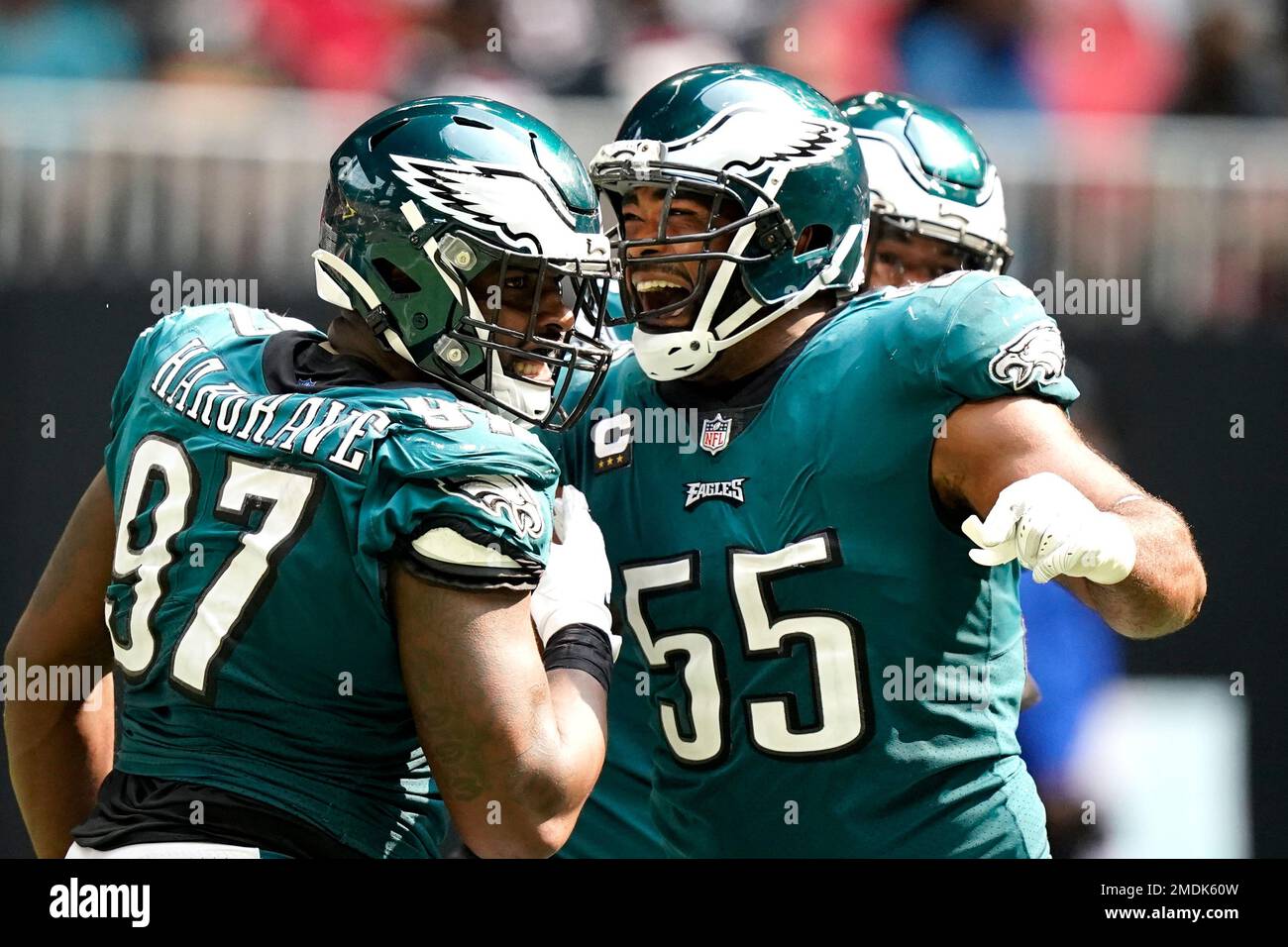 Philadelphia Eagles nose tackle Javon Hargrave (97) and team mates ...