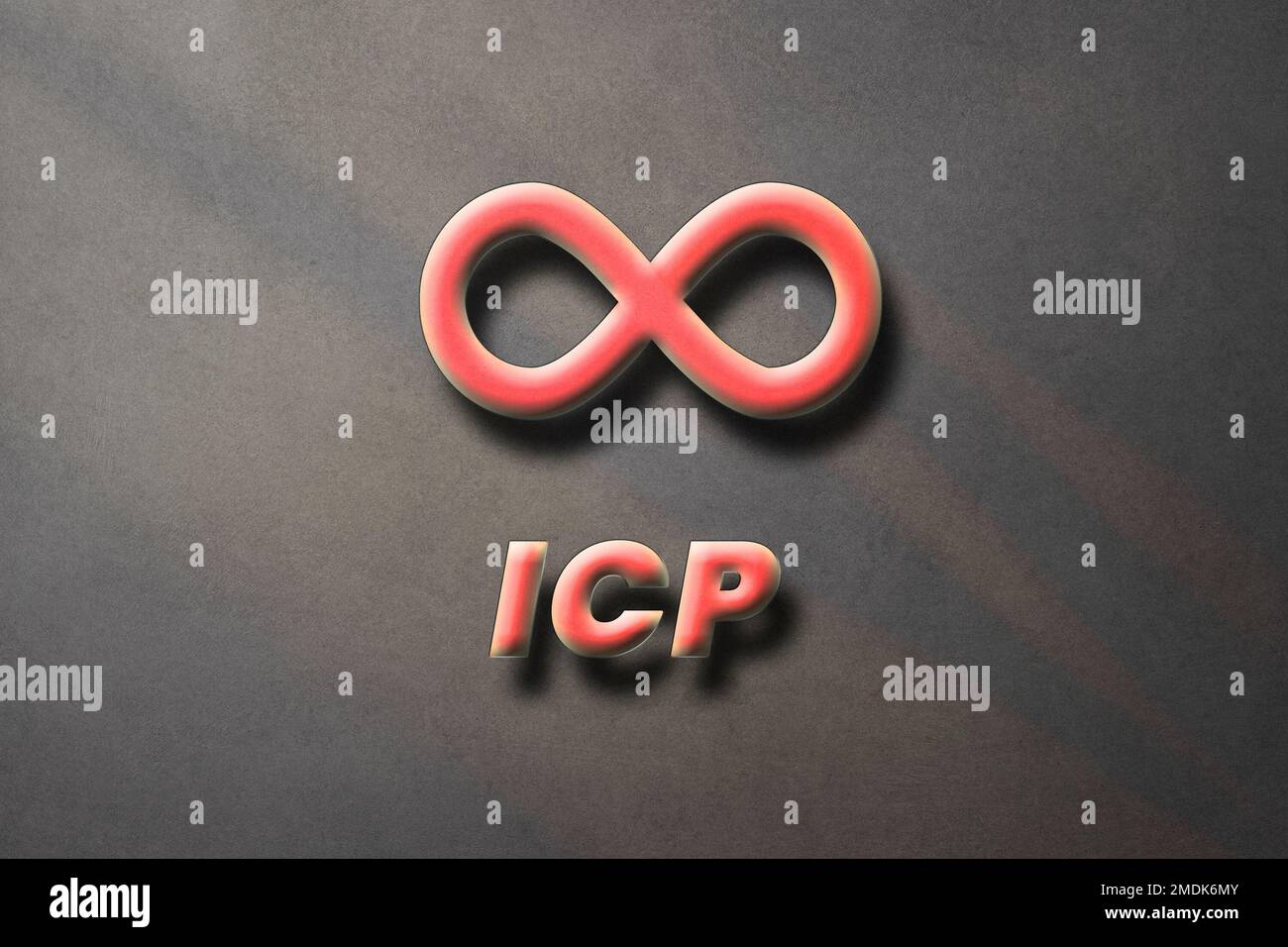 Internet Computer ICP Cryptocurrency 3D coin logo and symbol on brown ...