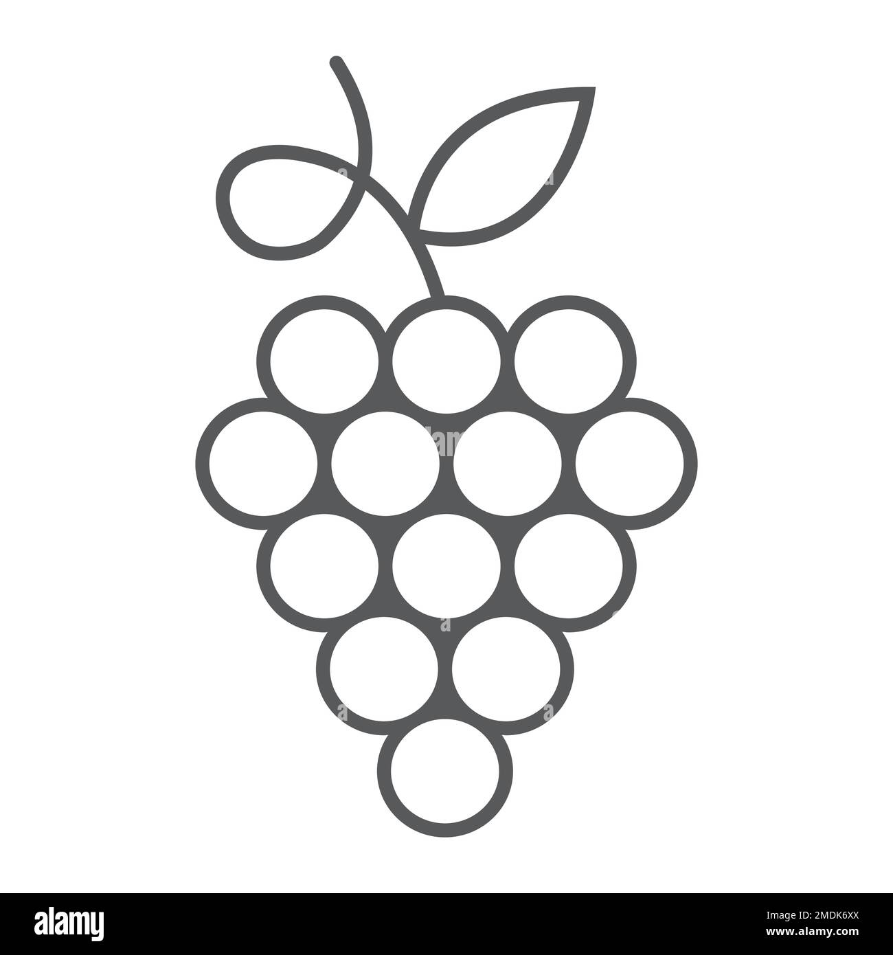 Grapes thin line icon, fruit and plant, wine sign, vector graphics, a ...